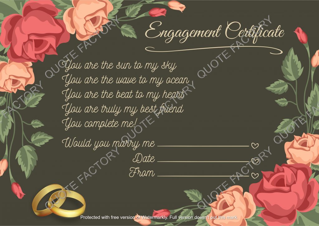 Engagement CERTIFICATE - Quote Factory